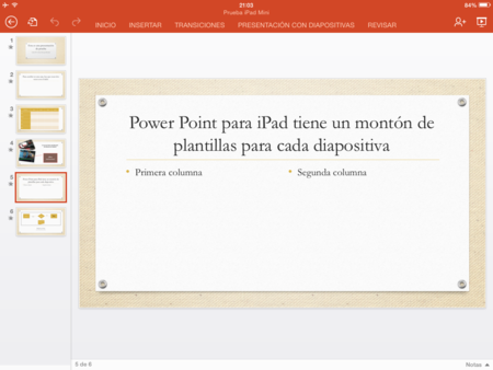 Así es PowerPoint para iPad