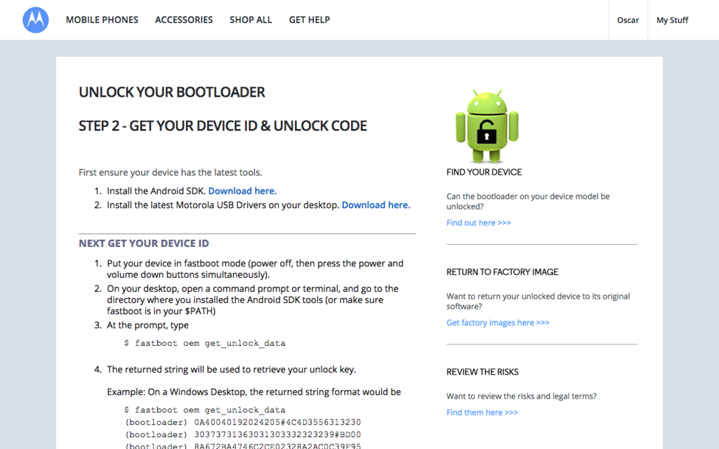 Liberar el bootloader de los Motorola "Moto"