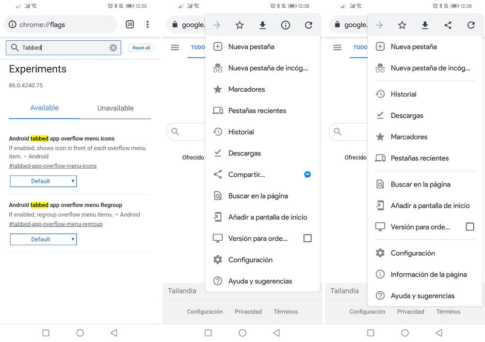 Google Chrome para Android activa el rediseño de su menú a todos los ...