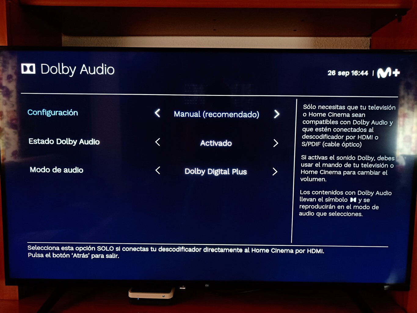 Con los ajustes por defecto del deco UHD de Movistar+ se ve peor casi ...