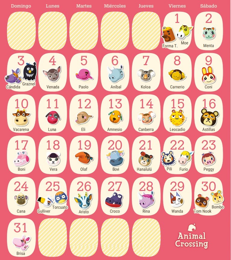 Animal Crossing: New Horizons: calendario de cumpleaños. Todos los ...