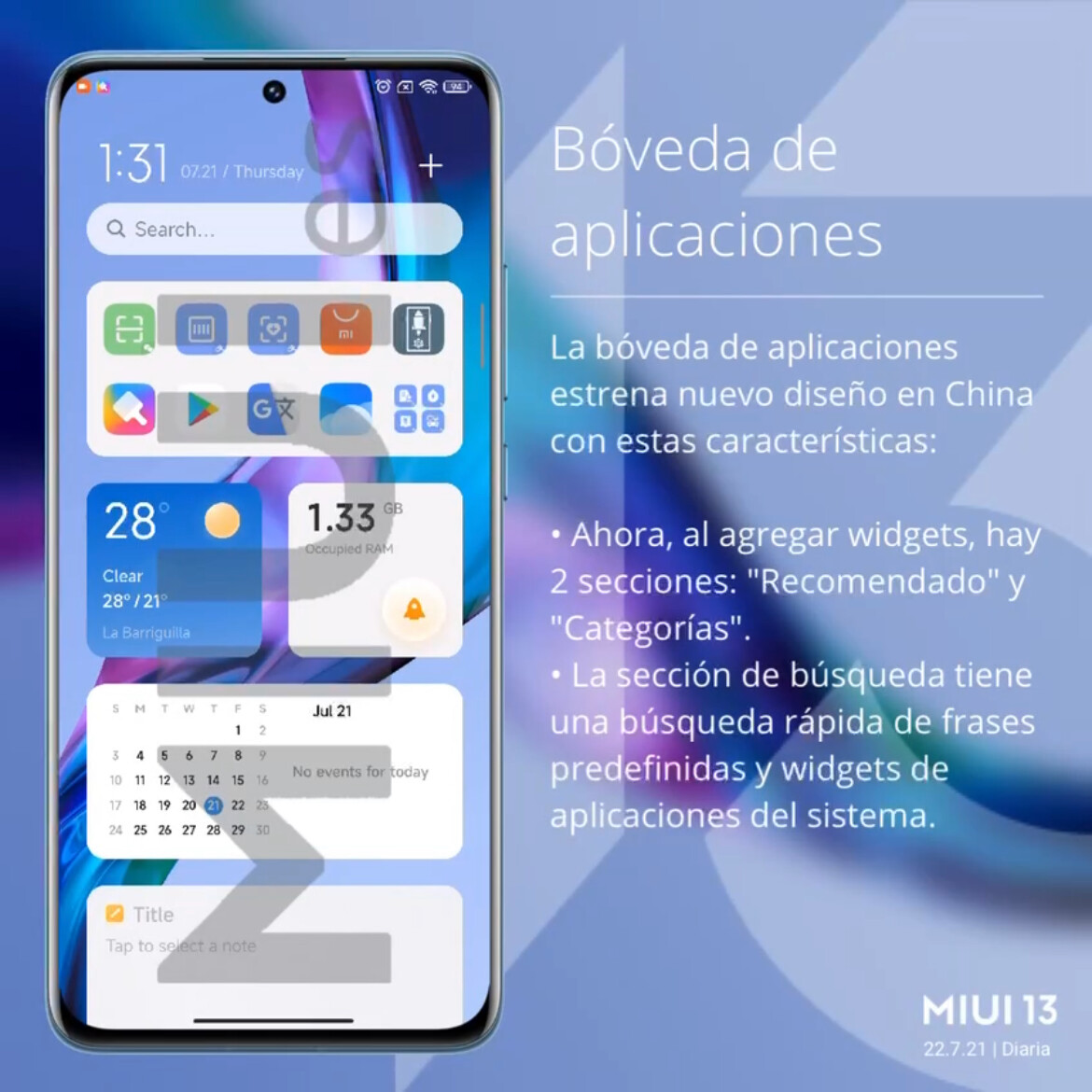 Importantes novedades en los widgets de MIUI 13: cambiar entre ellos y ...