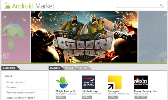 Android Market estrena su versión web